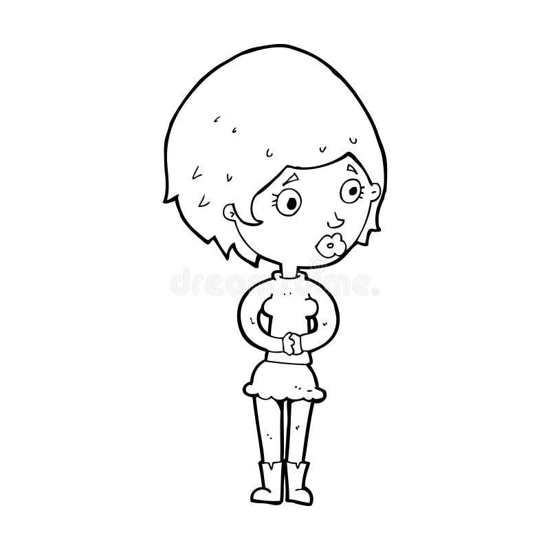 Cartoon concerned woman stock illustration. Illustration of drawing ...