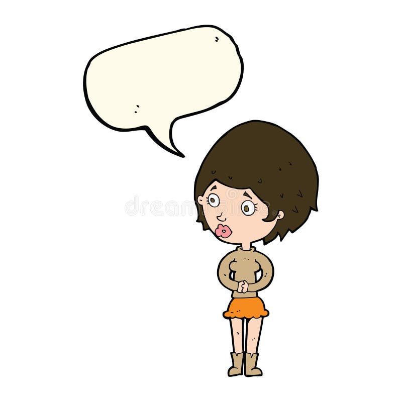 Cartoon Concerned Woman with Speech Bubble Stock Illustration ...
