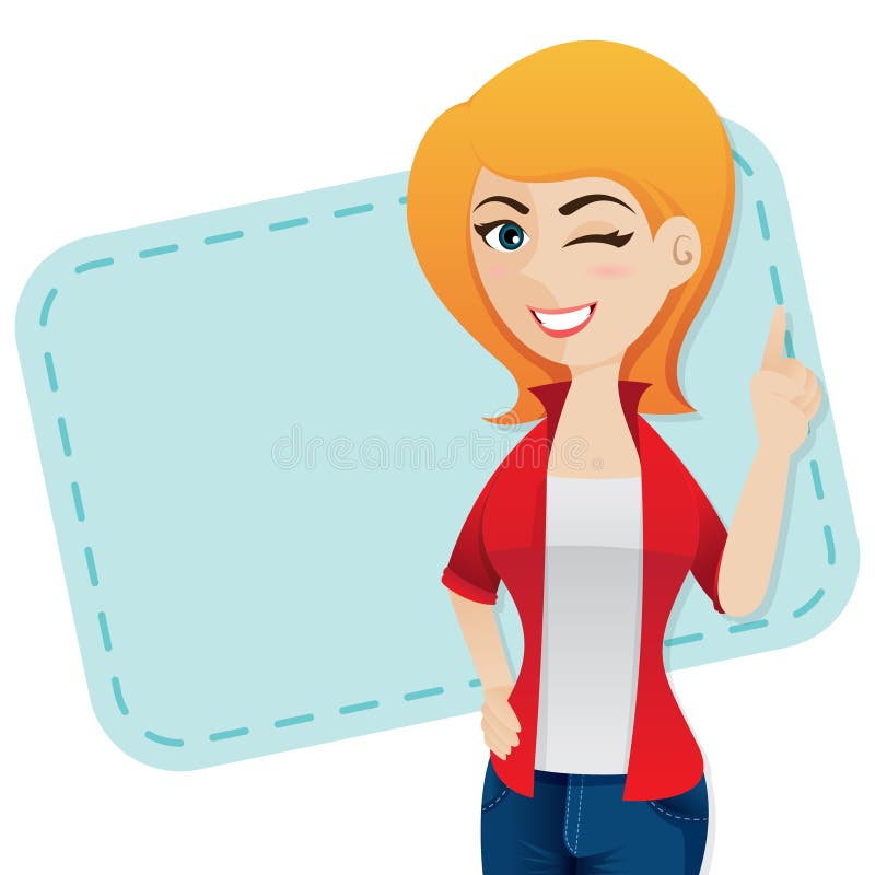 Cartoon Confident Girl Wink Stock Vector - Illustration of business ...