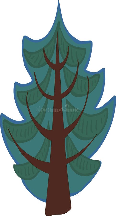 Cartoon Conifer Tree. Isolated Stock Illustration - Illustration of ...