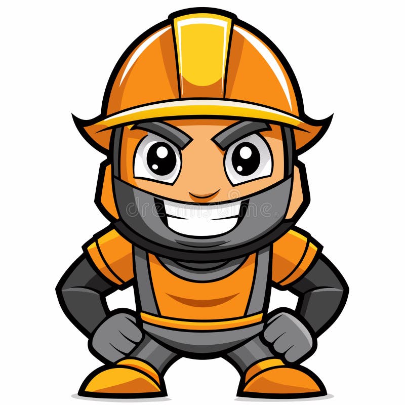 Cartoon Construction Worker Character, Smiling, Wearing Hard Hat and ...