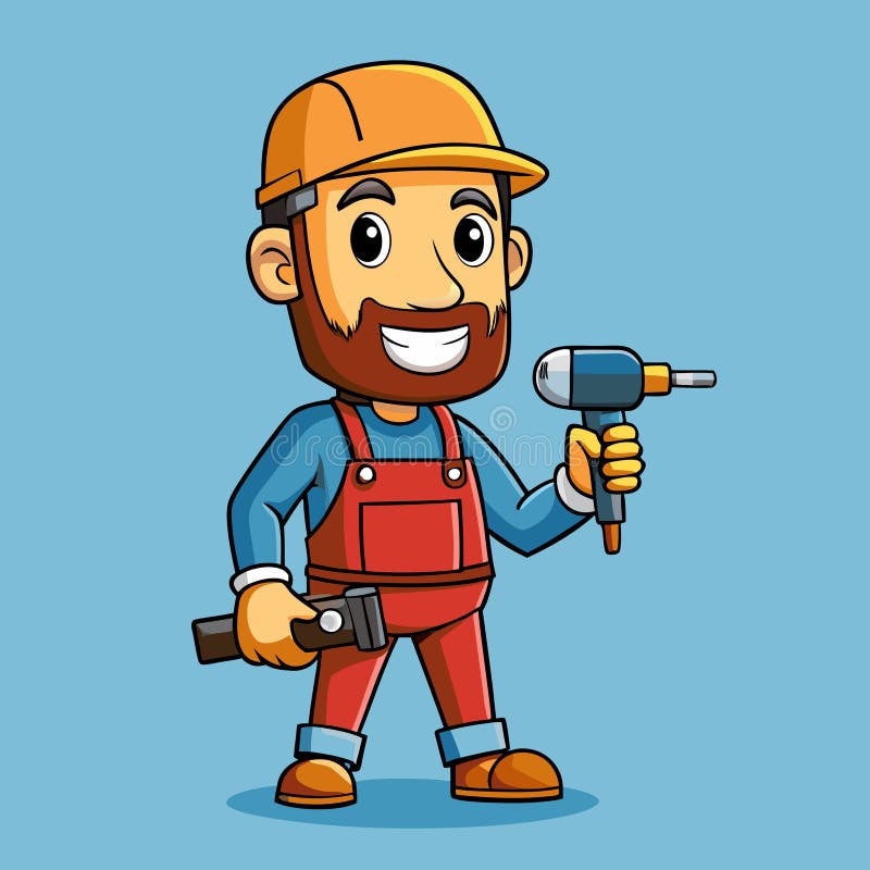 Male Construction Worker Holding Hammer Stock Illustrations – 825 Male ...