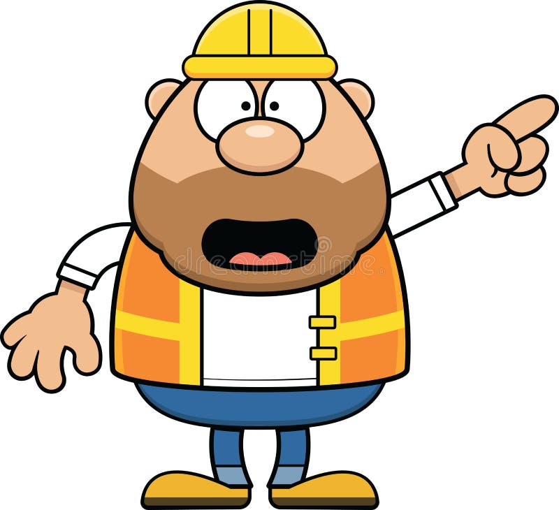 Cartoon Construction Worker Slow Sign Stock Vector - Illustration of ...