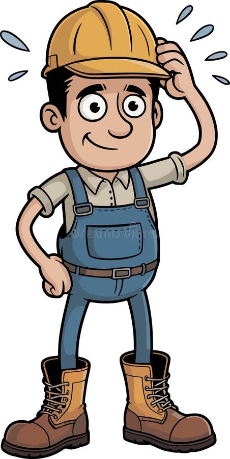 Cartoon Construction Worker Standing with a Confident Pose and Wearing ...
