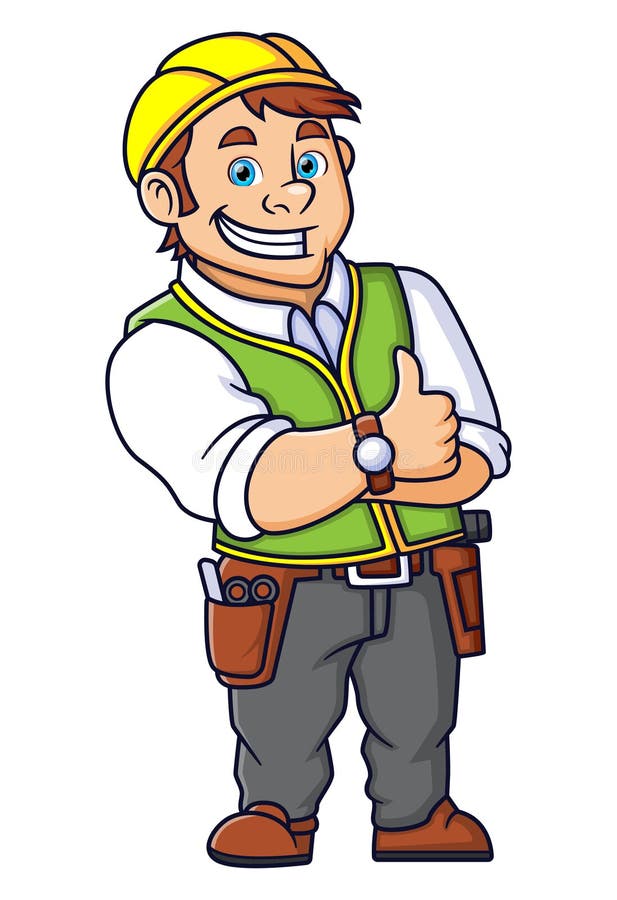 Cartoon of Construction Worker with Thumb Up Hand Stock Vector ...