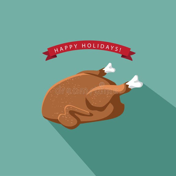 Cartoon Cooked Turkey Flat Design Stock Vector - Illustration of ...