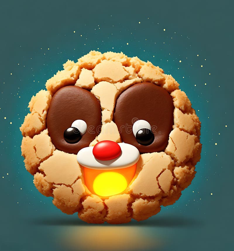 A Cartoon Cookie with a Smiling Face and a Pair of Eyes. Stock Photo ...