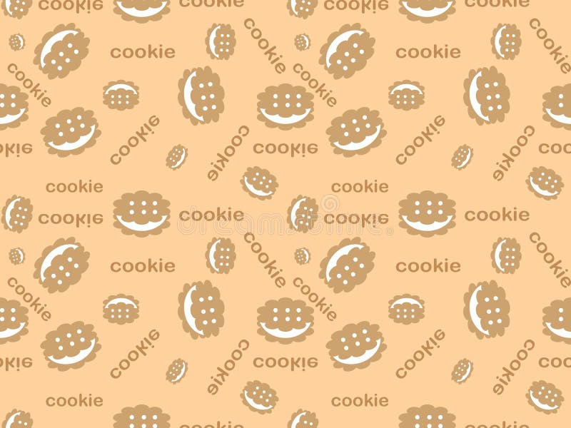 Cartoon Cookies Seamless Pattern on Orange Background Stock ...