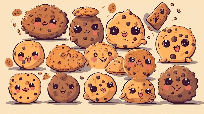 Cartoon Cookies Set. Illustration of a Set of Cartoon Cookies Stock ...