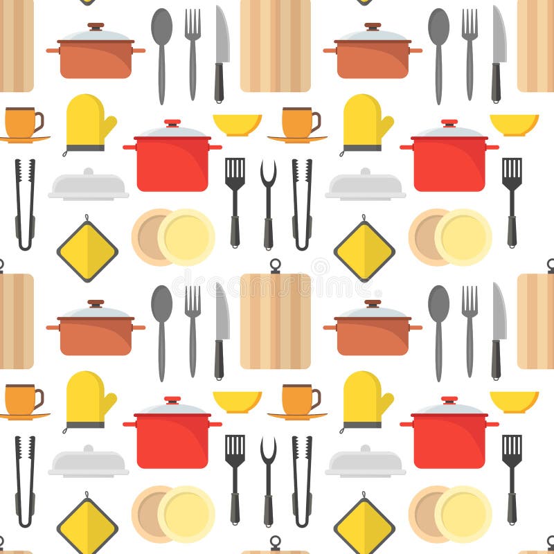 Cartoon Cookware Background Pattern. Vector Stock Vector - Illustration ...