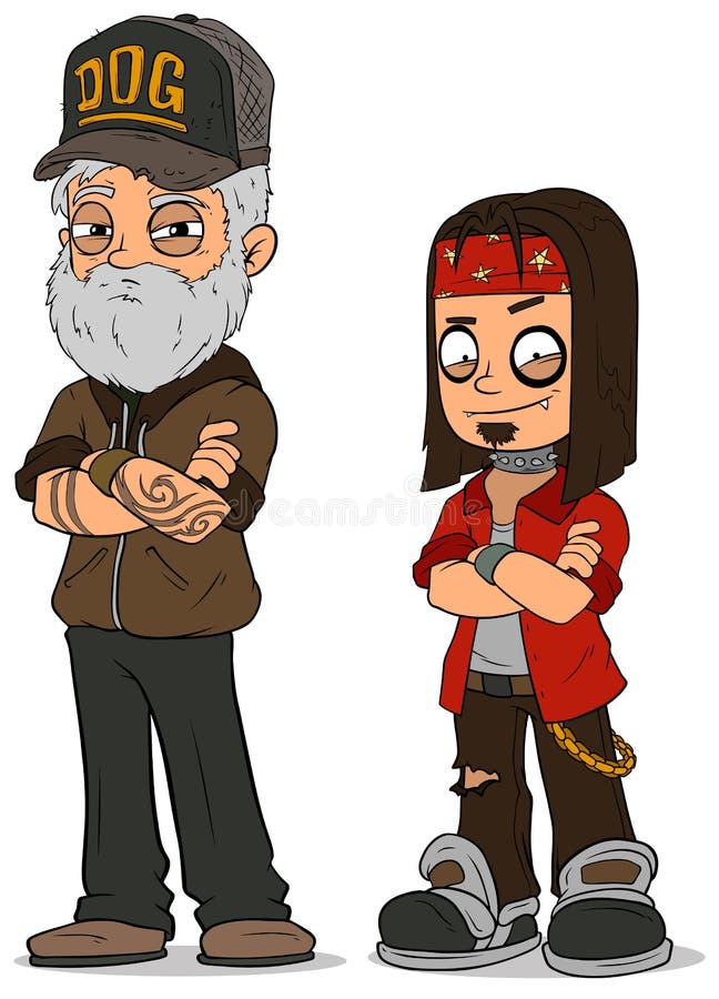 Cartoon Punk Rock Metal Guys Characters Vector Set Stock Vector ...