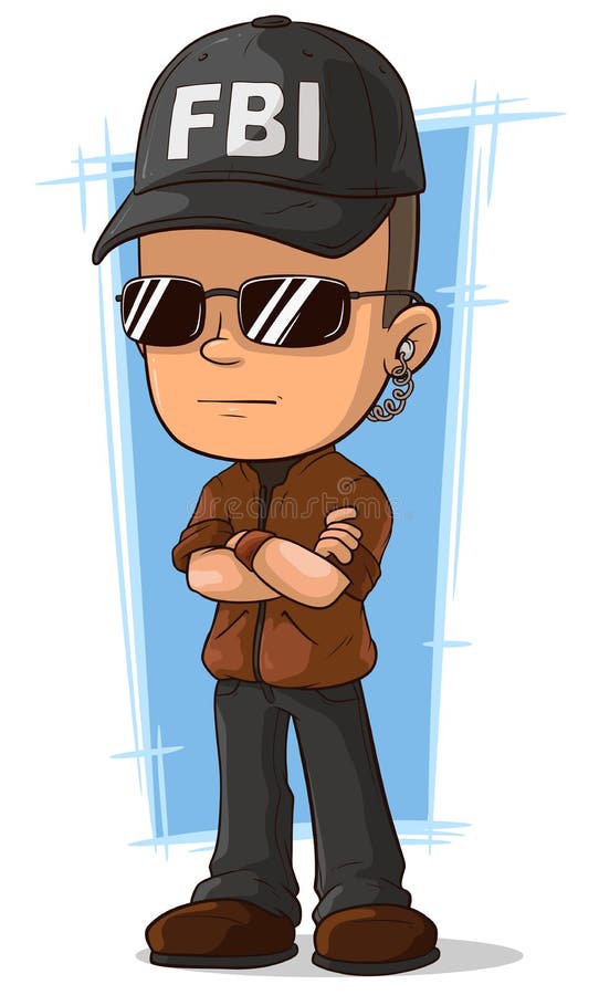 Cartoon Cool Secret Agent with Earphone Stock Vector - Illustration of ...