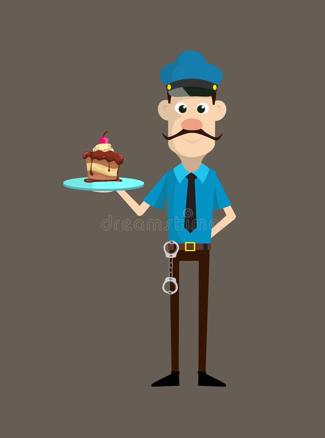 Cartoon Cop Policeman - Sleeping on Office Desk Stock Vector ...