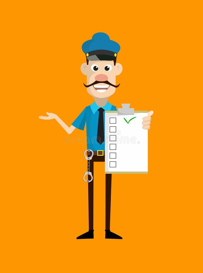Policeman Showing Police Badge Stock Illustration - Illustration of ...