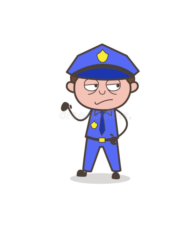 Cartoon Cop Unamused Face Vector Stock Illustration - Illustration of ...