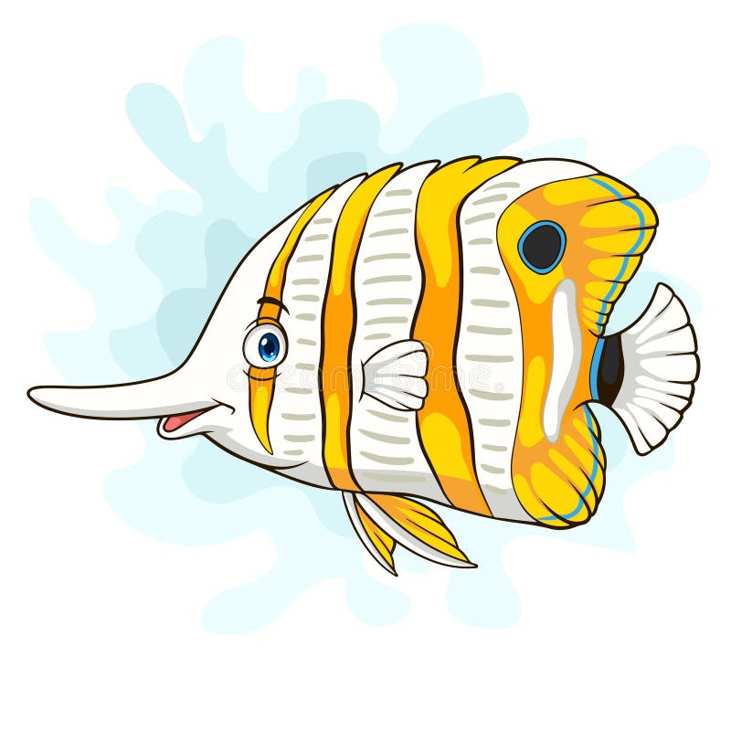 Cartoon Copper Banded Butterfly Fish Stock Vector - Illustration of ...