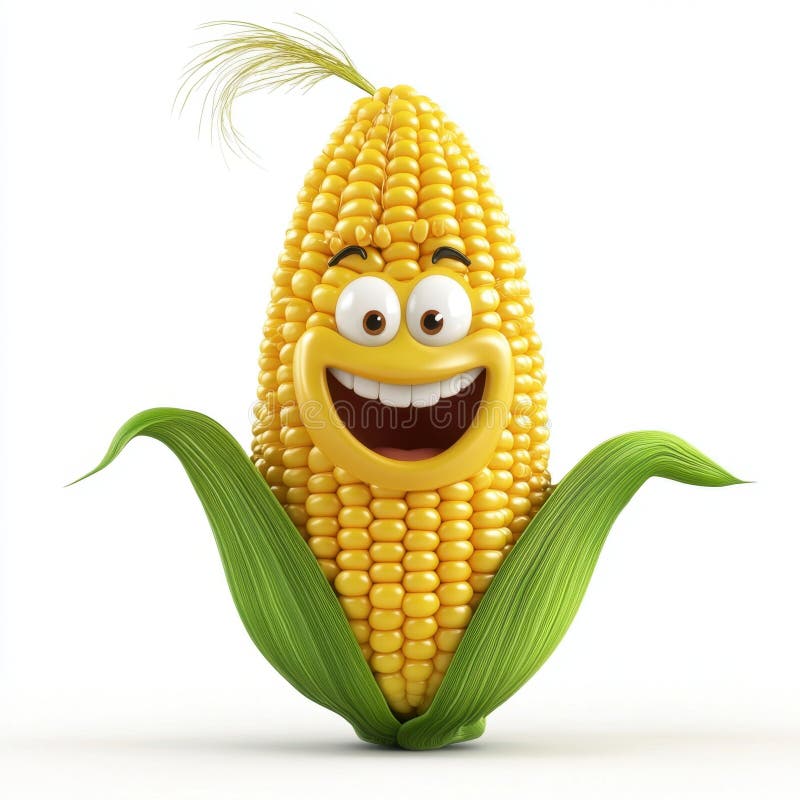 A Cartoon Corn with a Big Smile on Its Face Stock Illustration ...