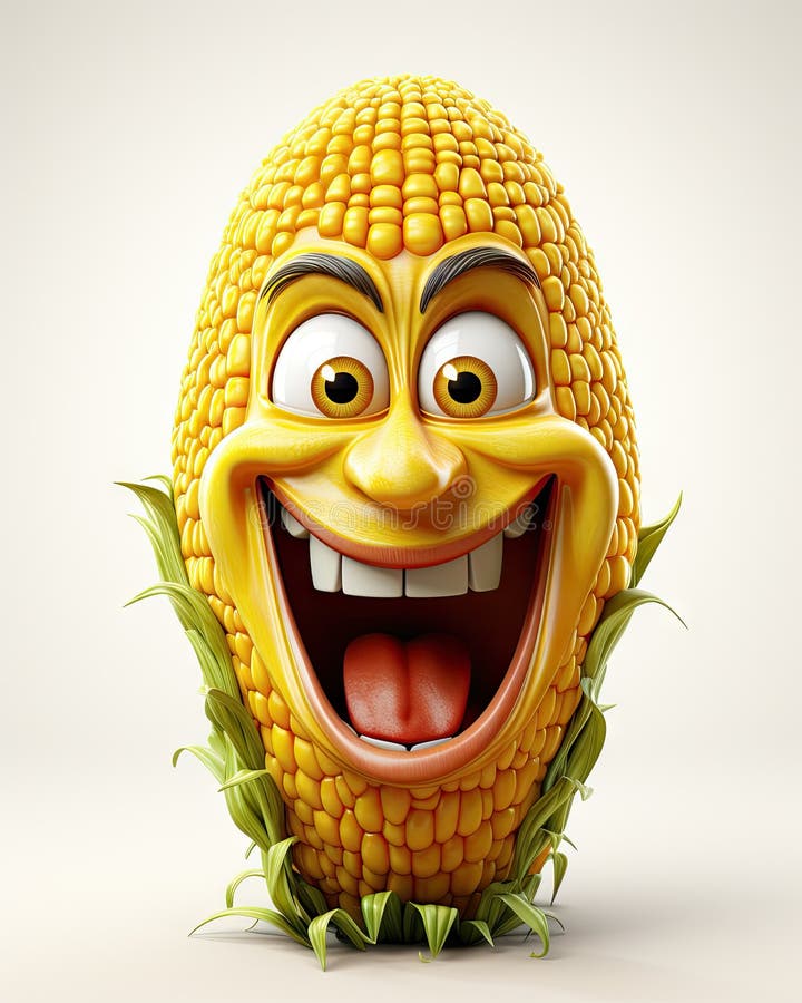 A Cartoon Corn Cob with a Happy Face and Big Eyes. Generative Ai Stock ...
