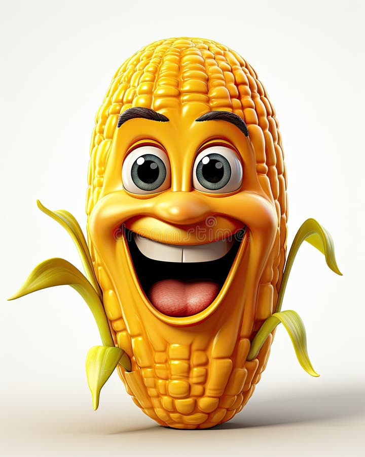 A Cartoon Corn Cob with a Happy Face and Eyes. Generative Ai Stock ...