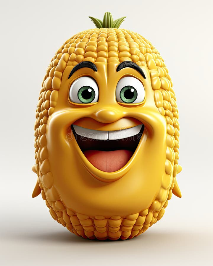 A Cartoon Corn on the Cob with a Happy Face. Generative Ai Stock ...