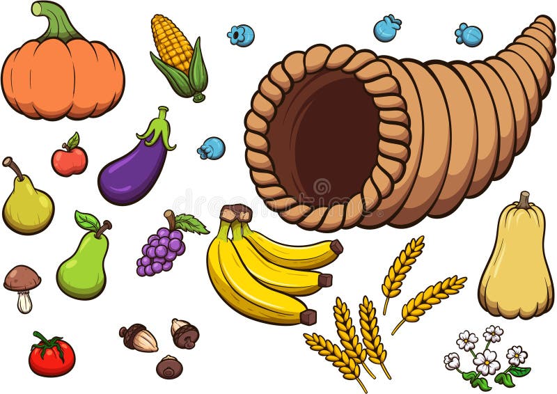 Cartoon Cornucopia. Vector Illustration with Simple Gradients. Stock ...