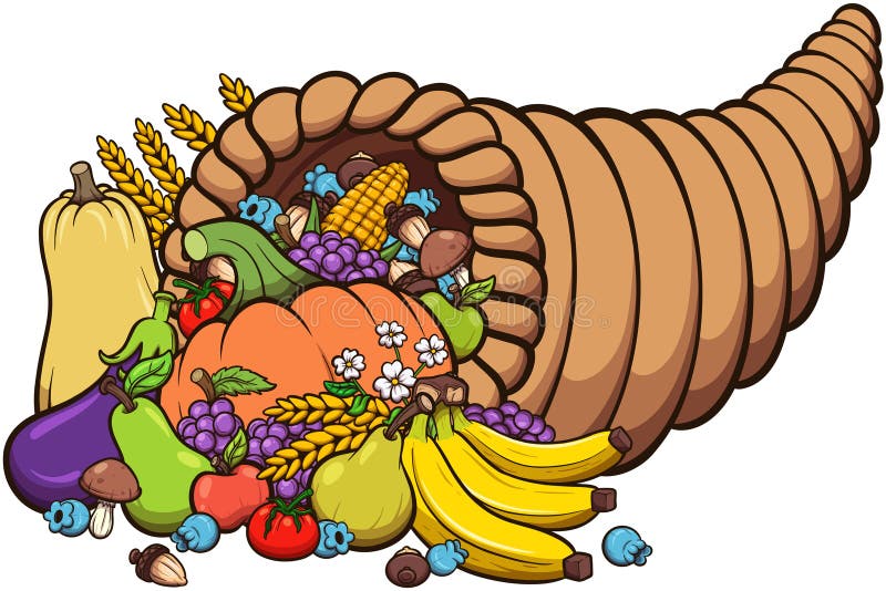 Cartoon Cornucopia. Vector Illustration with Simple Gradients. Stock ...