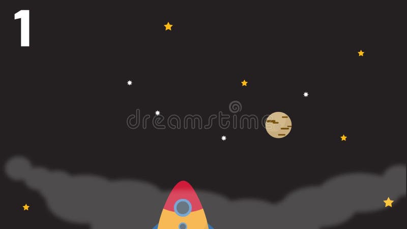 Cartoon Count Down Animation Introduction. a Rocket Space Shuttle Take ...