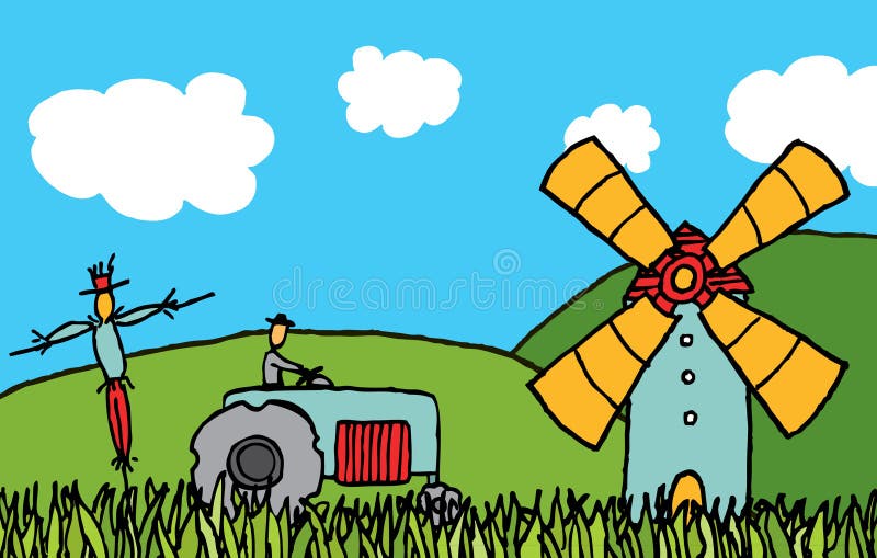 Cartoon country field stock illustration. Illustration of rural - 30561096