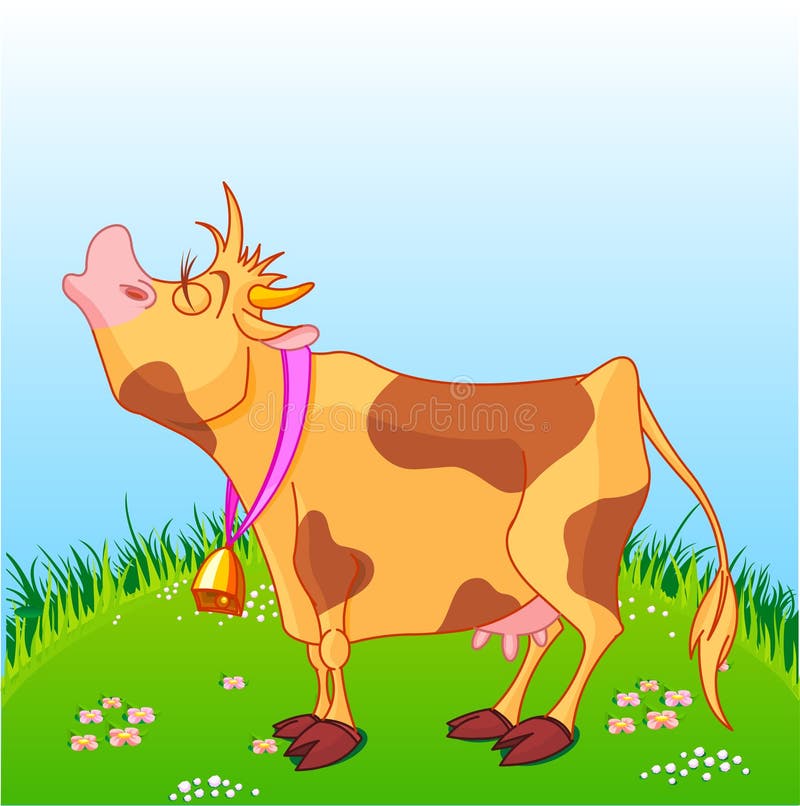 Cartoon Cow stock vector. Illustration of spring, bell - 8951909
