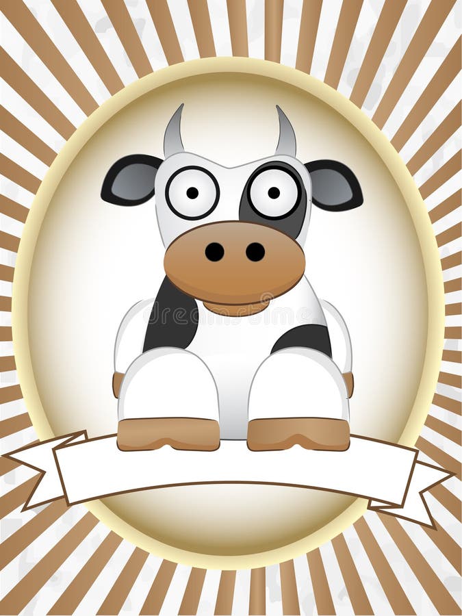 Cartoon Cow Blank Product Label Bright Oval Stock Vector - Illustration ...