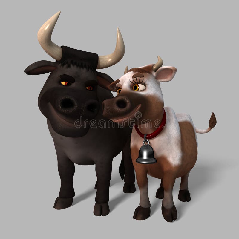 Cartoon Cow and Bull stock illustration. Illustration of black - 49833397