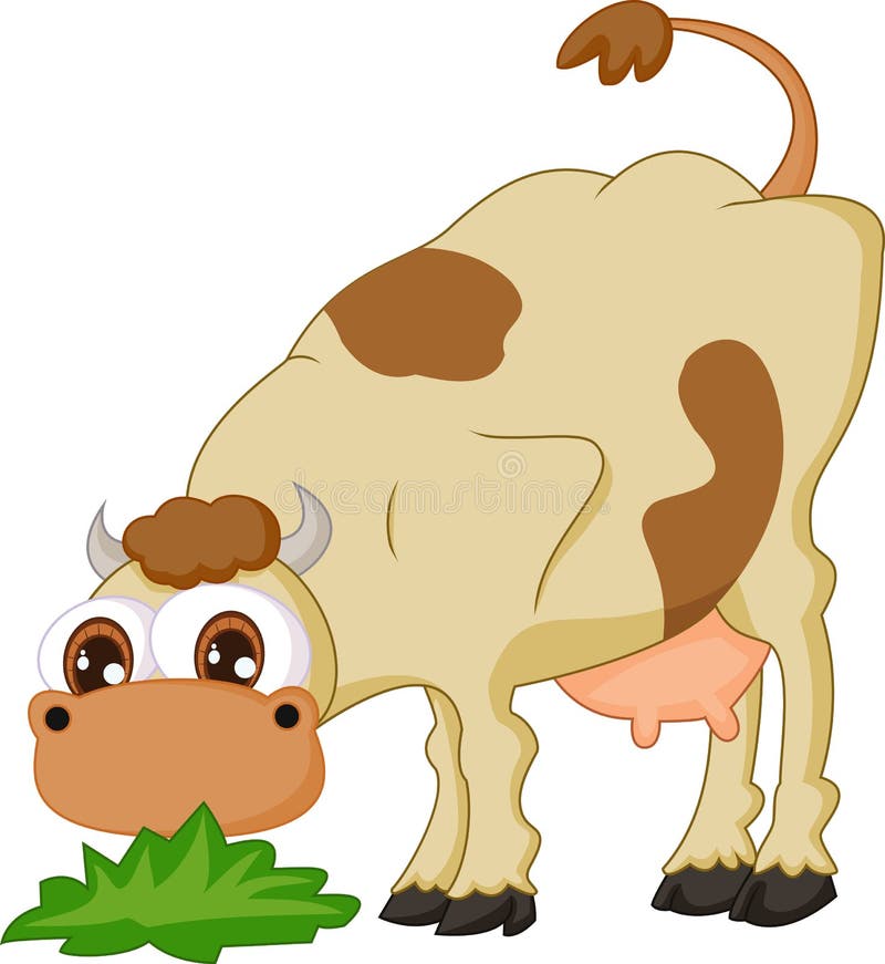Cartoon Cows Eating Grass