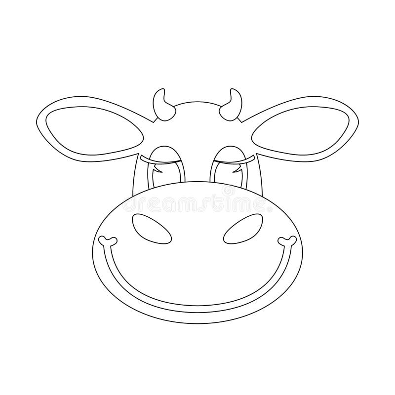Cartoon Cow Face . Lining Draw .front View Stock Vector - Illustration ...