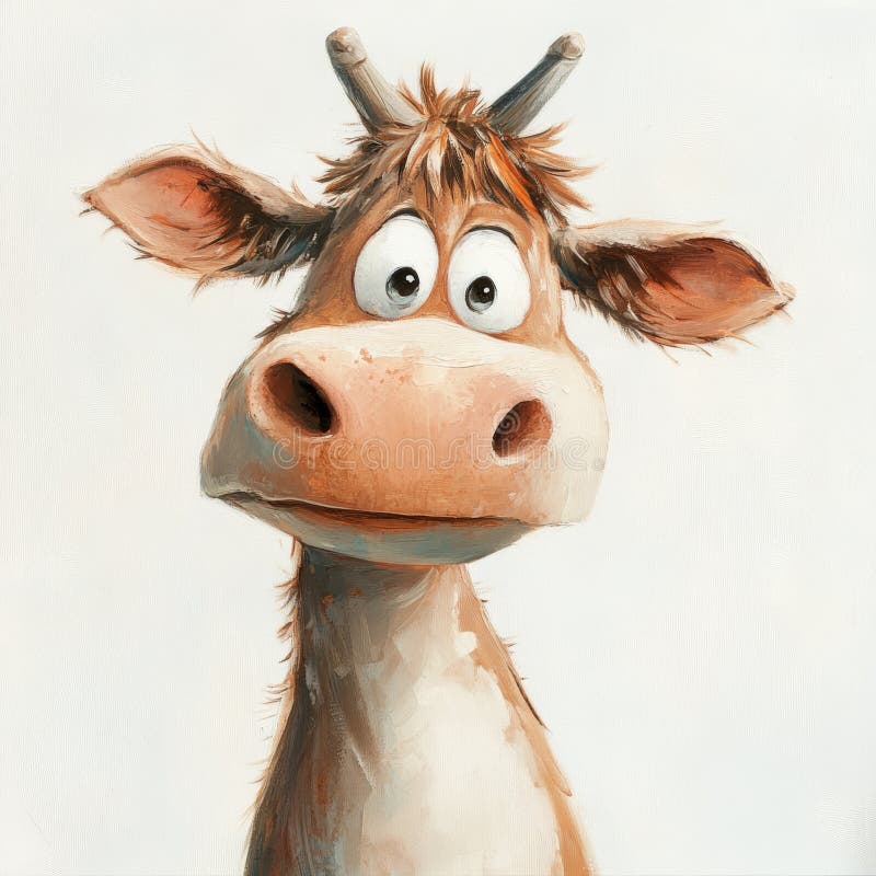 Cartoon Cow with a Funny Expression on Its Face Stock Illustration ...