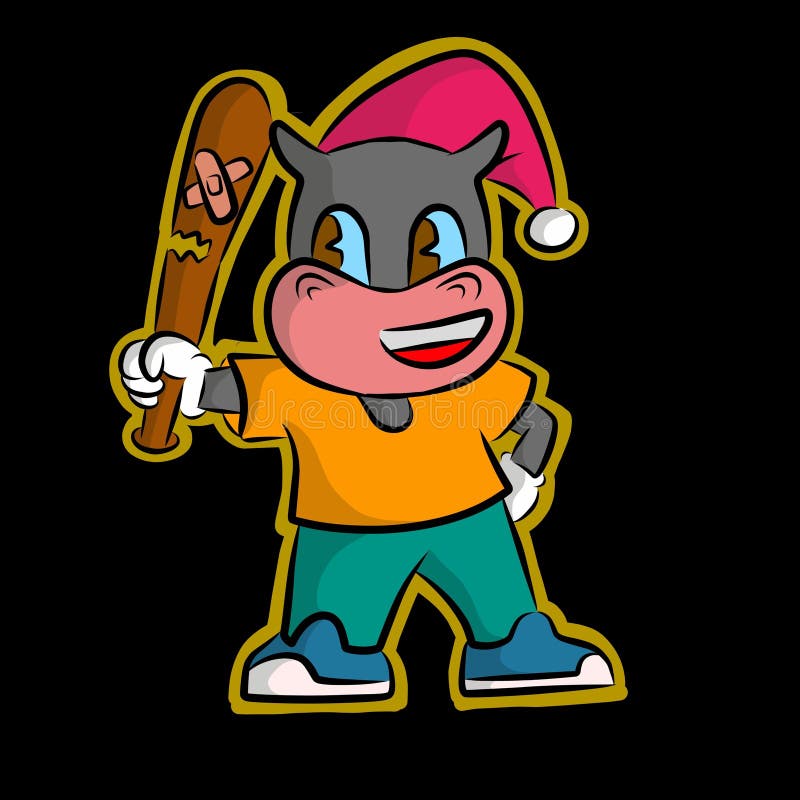 A Cartoon Cow Holding a Baseball Bat Stock Vector - Illustration of ...