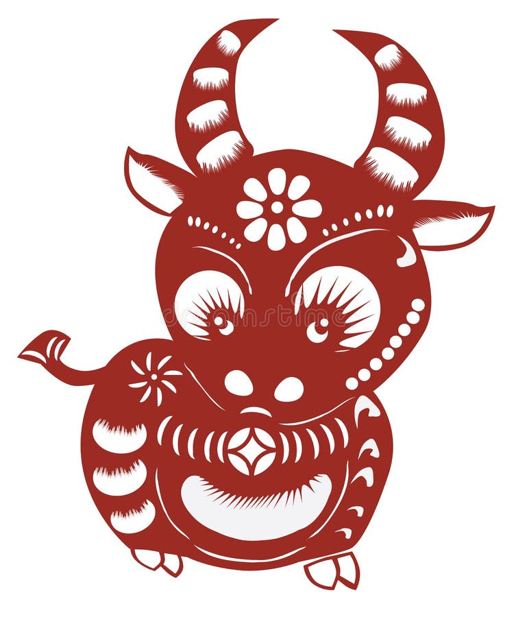 Cartoon cow paper cut stock vector. Illustration of china - 56003327