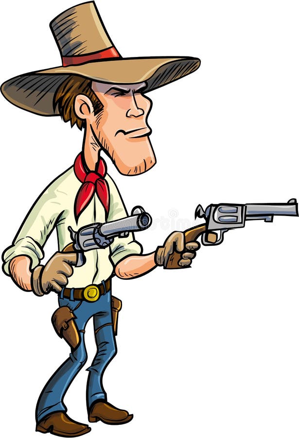 Cartoon Cowboy Drawing Guns Stock Illustration - Illustration of ...