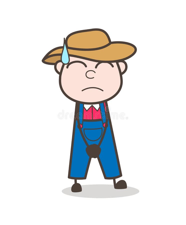 Cartoon Cowboy Sad Face with Cold Sweat Vector Stock Illustration ...