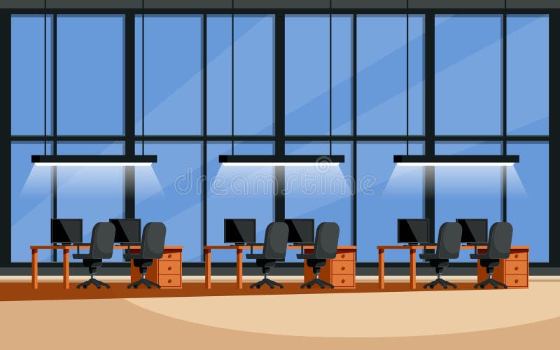 Cartoon Coworking Office Interior in Loft Style Stock Vector ...