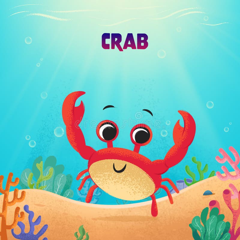 Cartoon Crab in the Sea Illustration Stock Illustration - Illustration ...