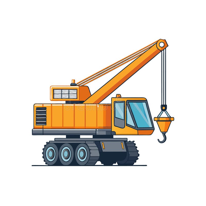 Cartoon Crawler Crane Illustration on White Background Vector Stock ...