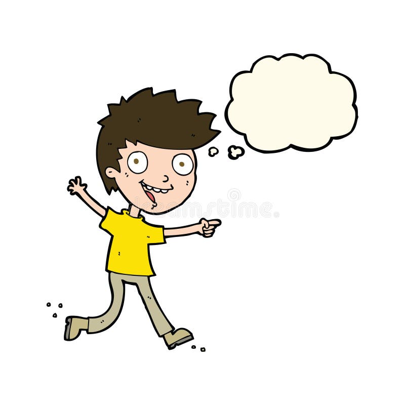 Cartoon Crazy Excited Boy with Thought Bubble Stock Illustration ...