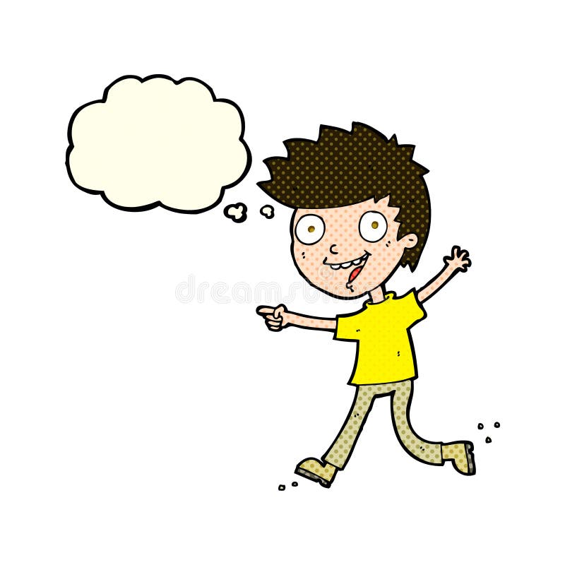 Cartoon Crazy Excited Boy with Thought Bubble Stock Illustration ...