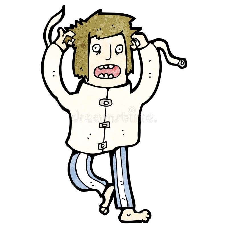 Cartoon Crazy Man in Straight Jacket Stock Vector - Illustration of ...