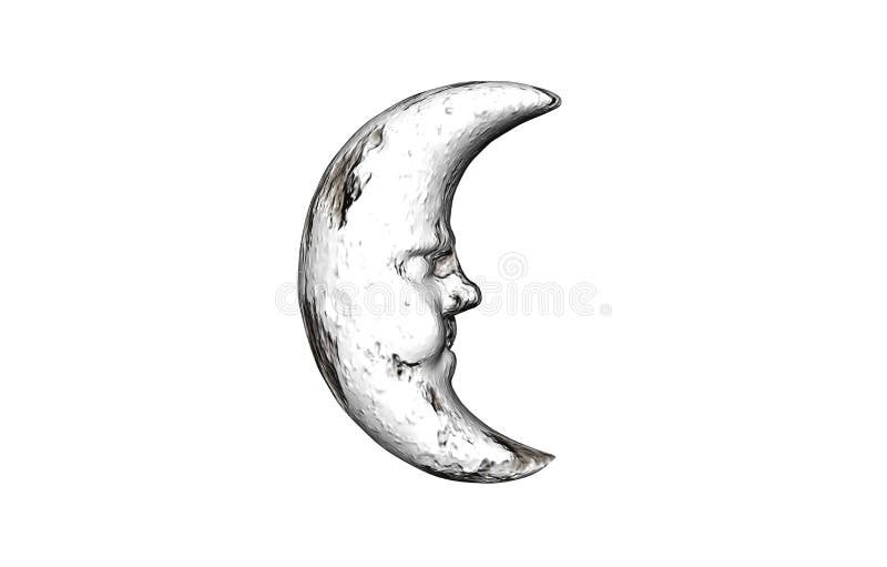 Cartoon crescent with face stock illustration. Illustration of comic ...