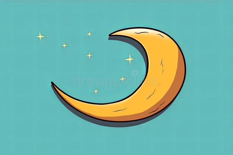 A Cartoon Crescent with Stars on it Stock Illustration - Illustration ...