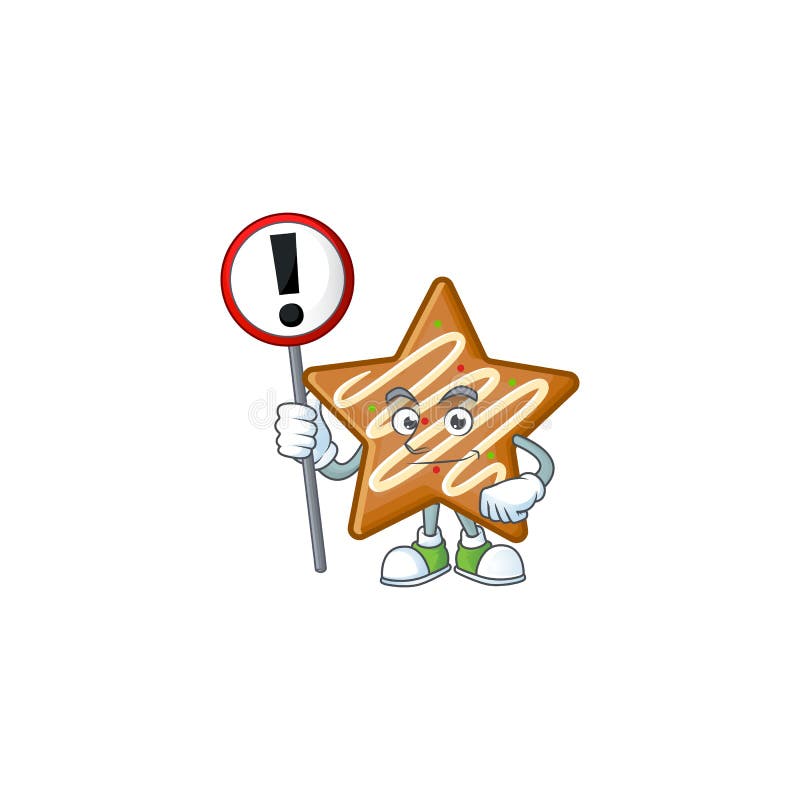 Cartoon Crispy Star Cookies with the Character with Sign Warning Stock ...