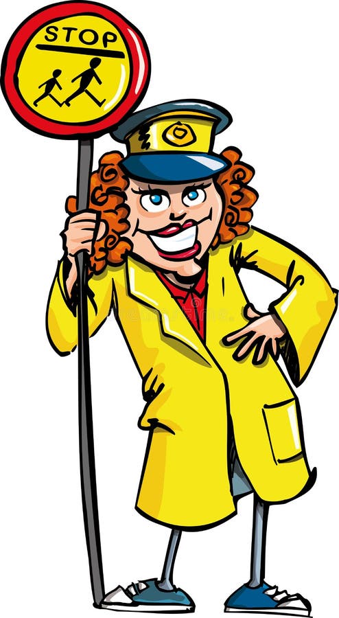 Cartoon of a Crossing Guard Lady Stock Vector - Illustration of ...