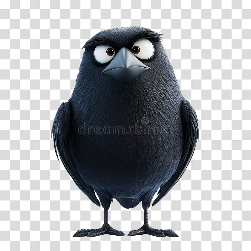 Cartoon Crow with Angry Expression on the Face on White Background ...