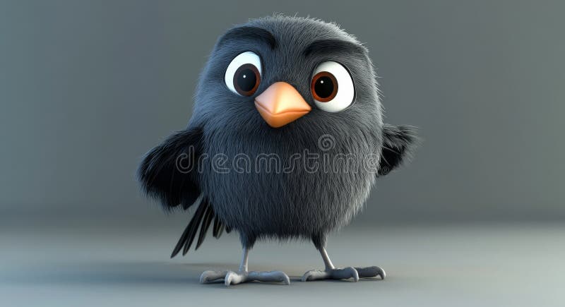 A Cartoon Crow is Depicted Standing with a Grumpy Expression Set ...